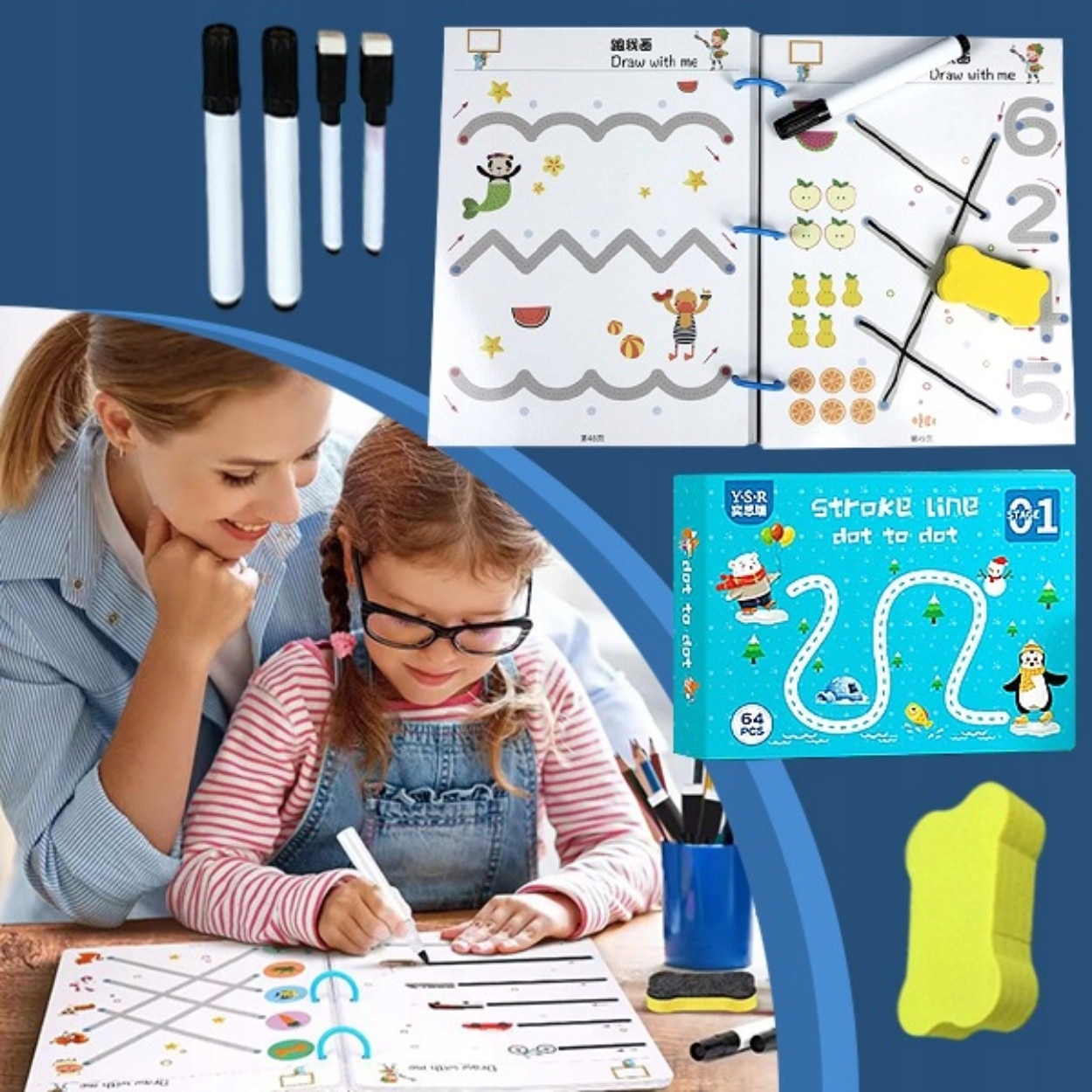 Set educativ interactiv pentru copii 3+, jocuri logice, conectează ...