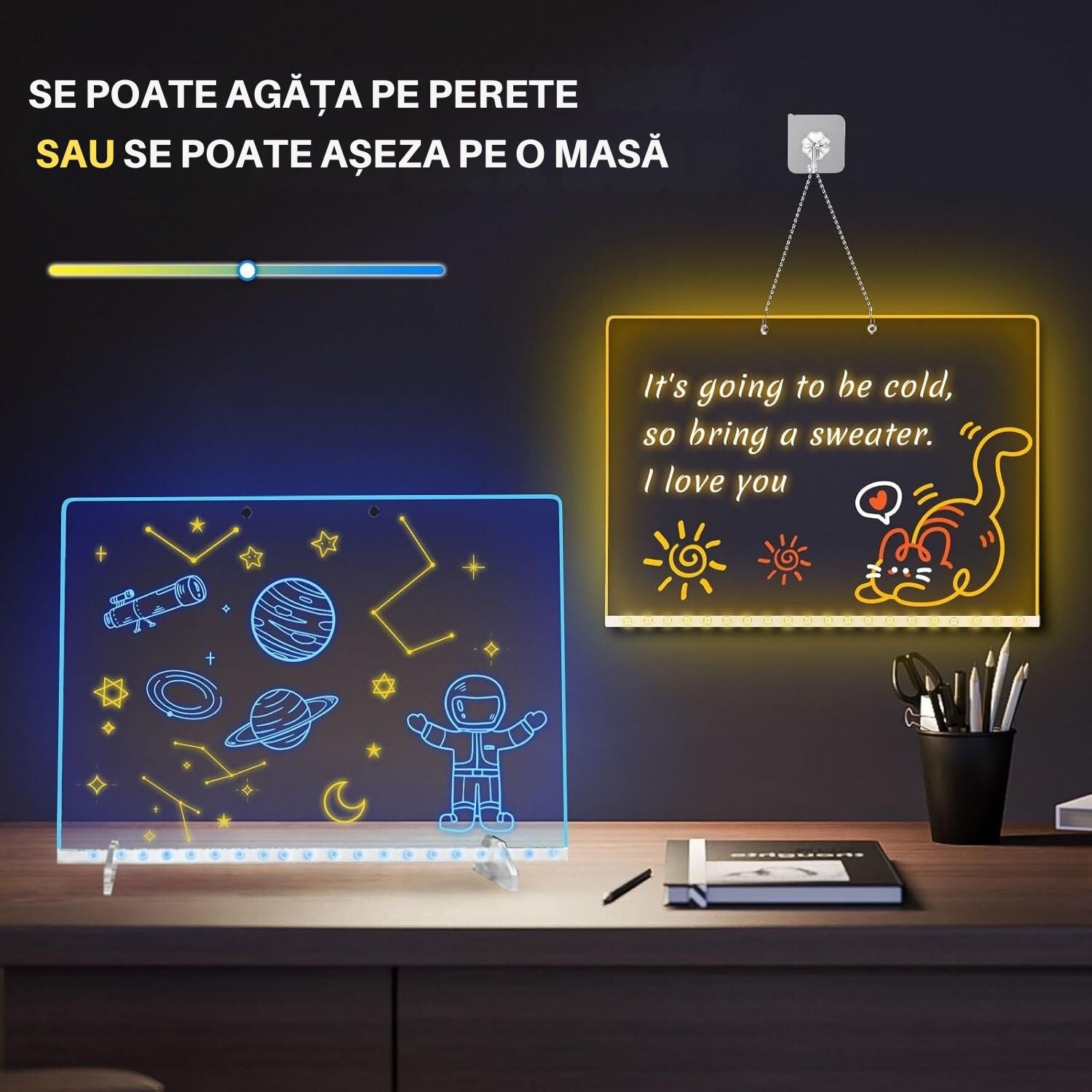 Tabla LED pentru Scris si Desen Giftry, 7 Culori, 4 Moduri, 35x27 cm ...