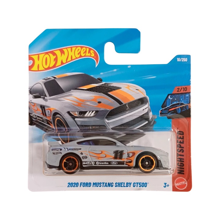 Количка Hot Wheels 2020 Ford Mustang Shelby GT500, сива, мащаб 1:64 ...