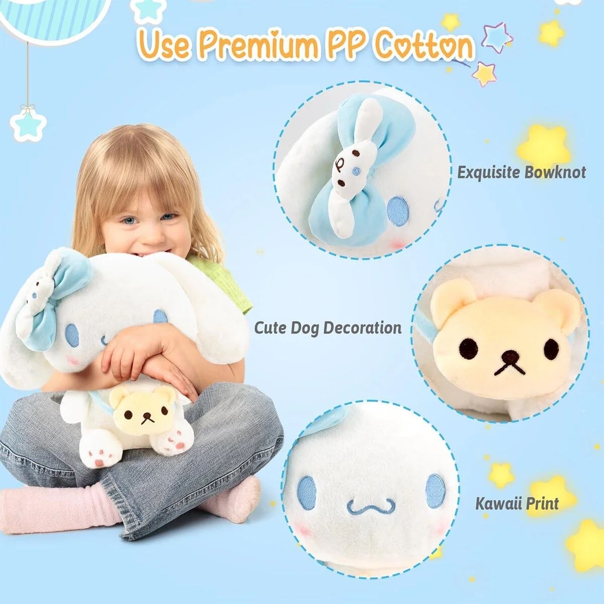 Plus Catelus Kawaii 35 cm cu Gentuta Ursulet – Jucarie Pufoasa, Cadou ...