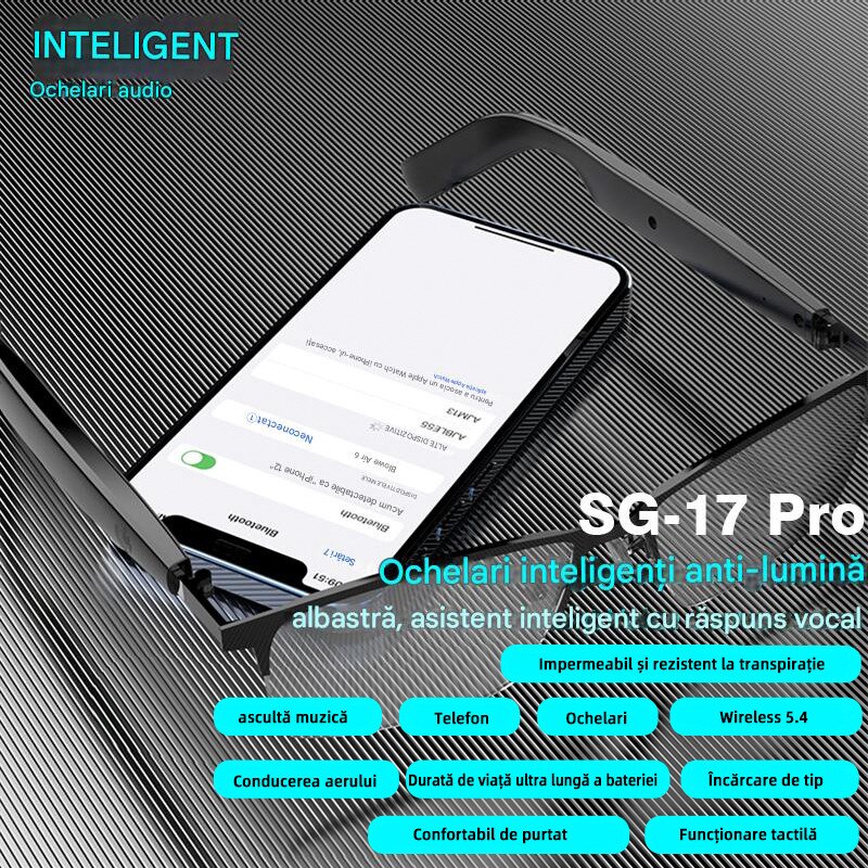 Ochelari Audio Smart SG-17 Pro, Wireless 5.4, Rezistenți la Apa IP54 ...