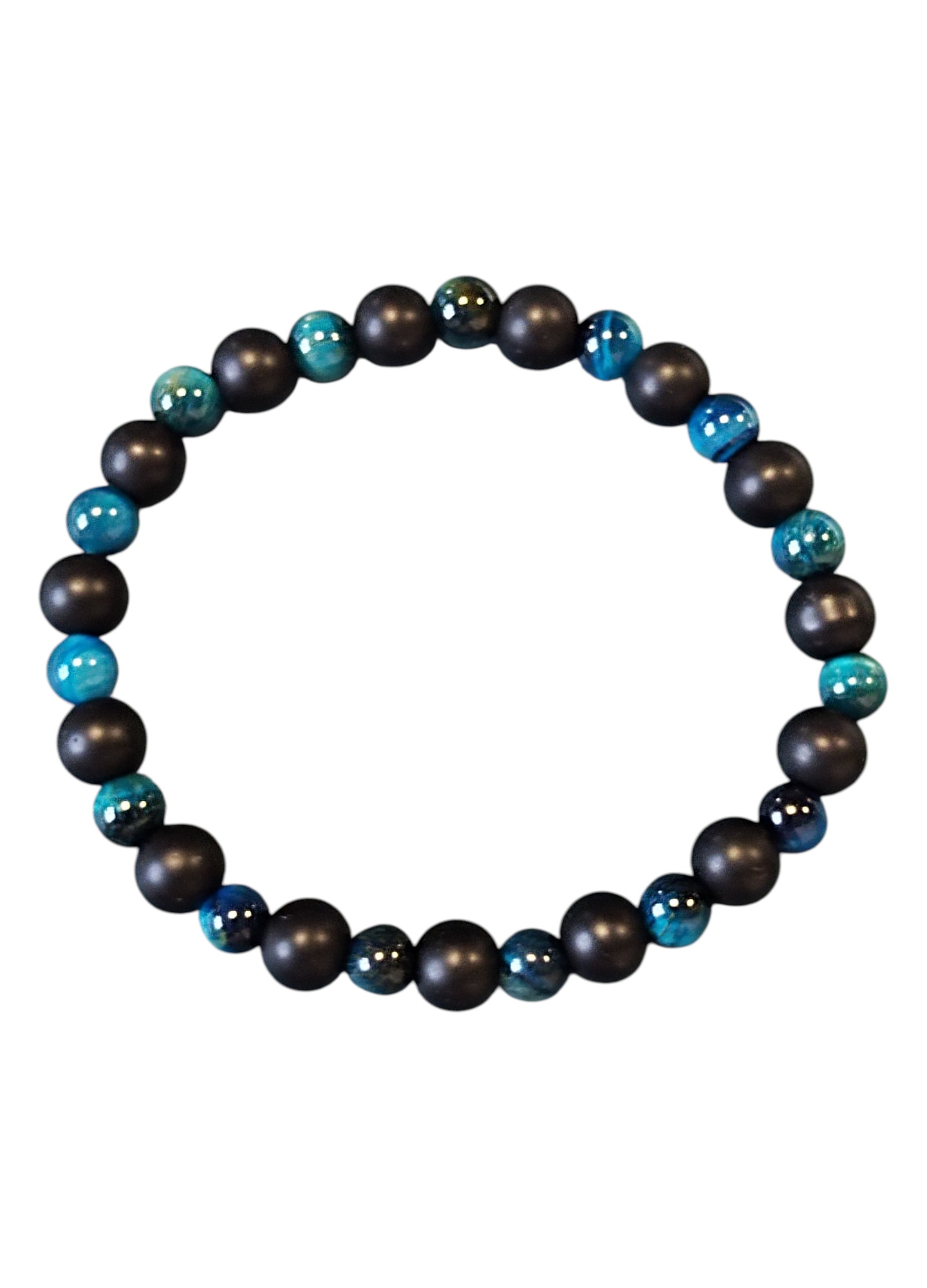 Bratara femei, ochi de tigru albastru 6mm, turmalina mata, multicolor ...