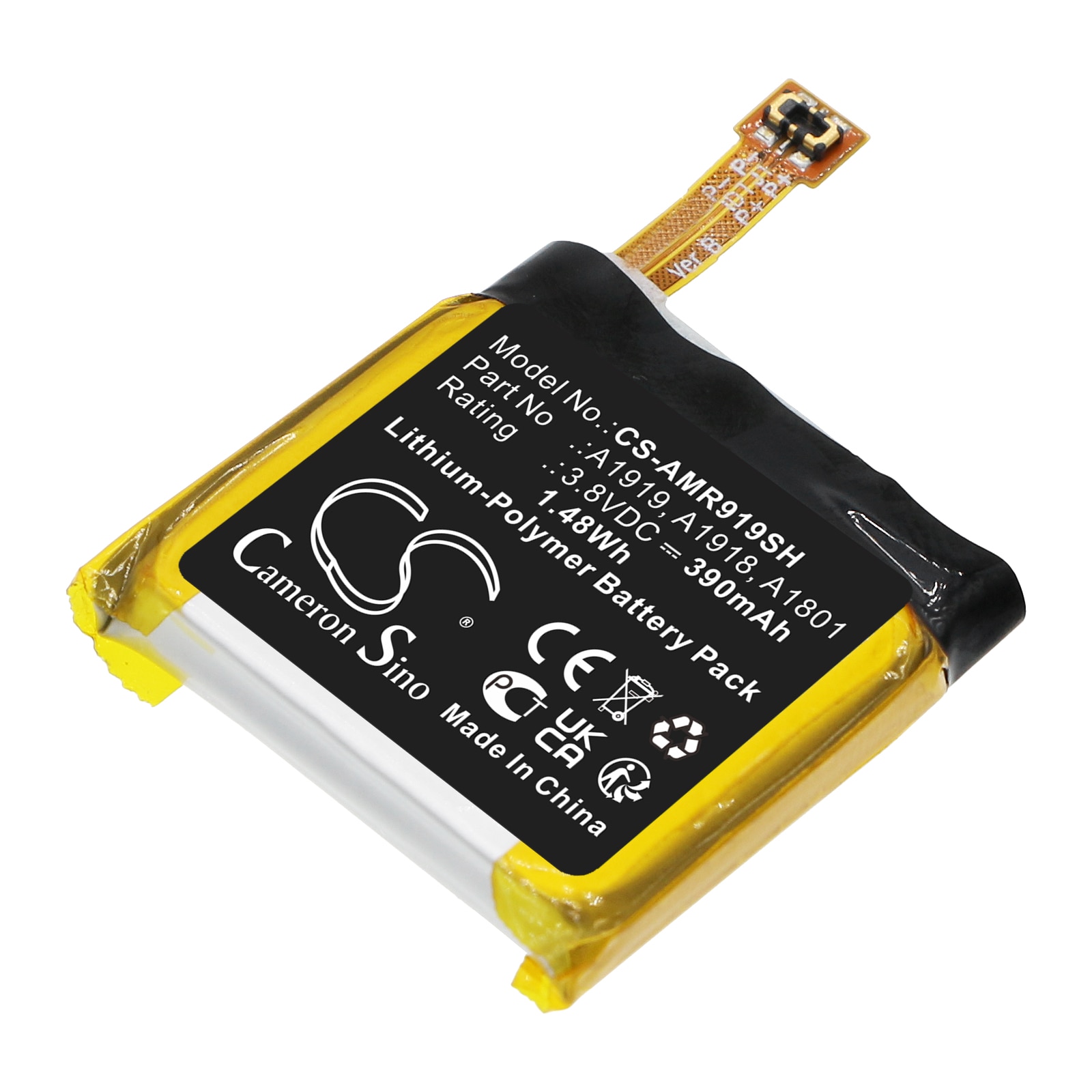 Батерия Li-Polymer Cameron Sino CS-AMR919SH 390mAh, Черна, 25x25x5mm ...