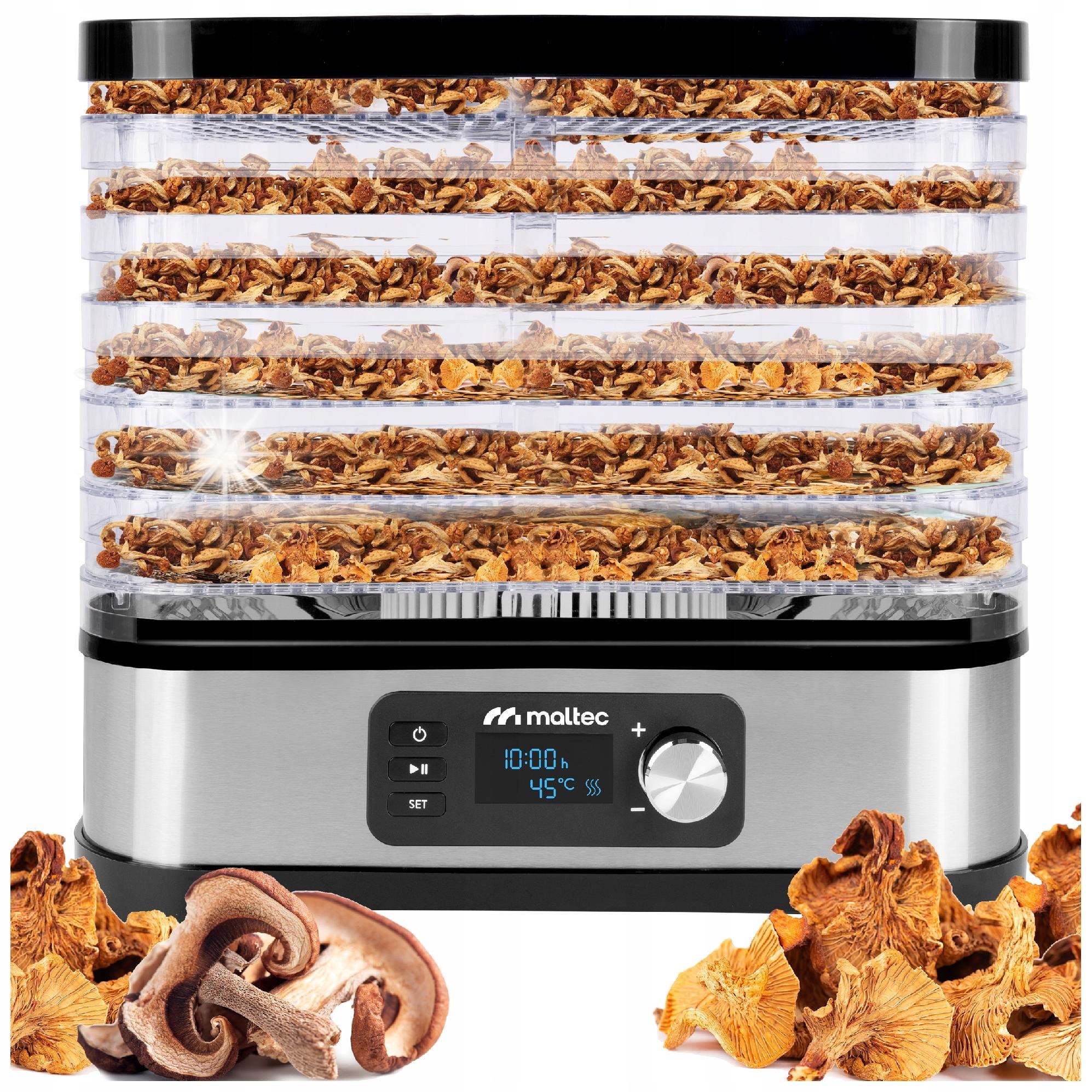 Deshidrator de alimente Maltec, 6 tavi, 450W, capacitate 14,4L ...