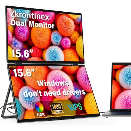 Monitor portabil dublu de 15 "6" 1920x1080P FHD 315° Monitor pliabil ...