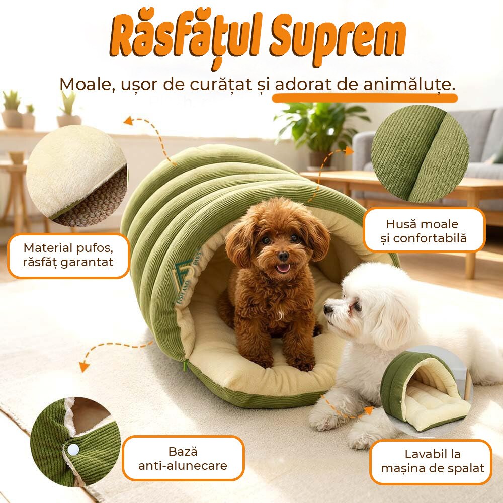 Culcus Pentru Caini si Pisici, Fish & Paws ® Pat Tip Pestera pentru ...