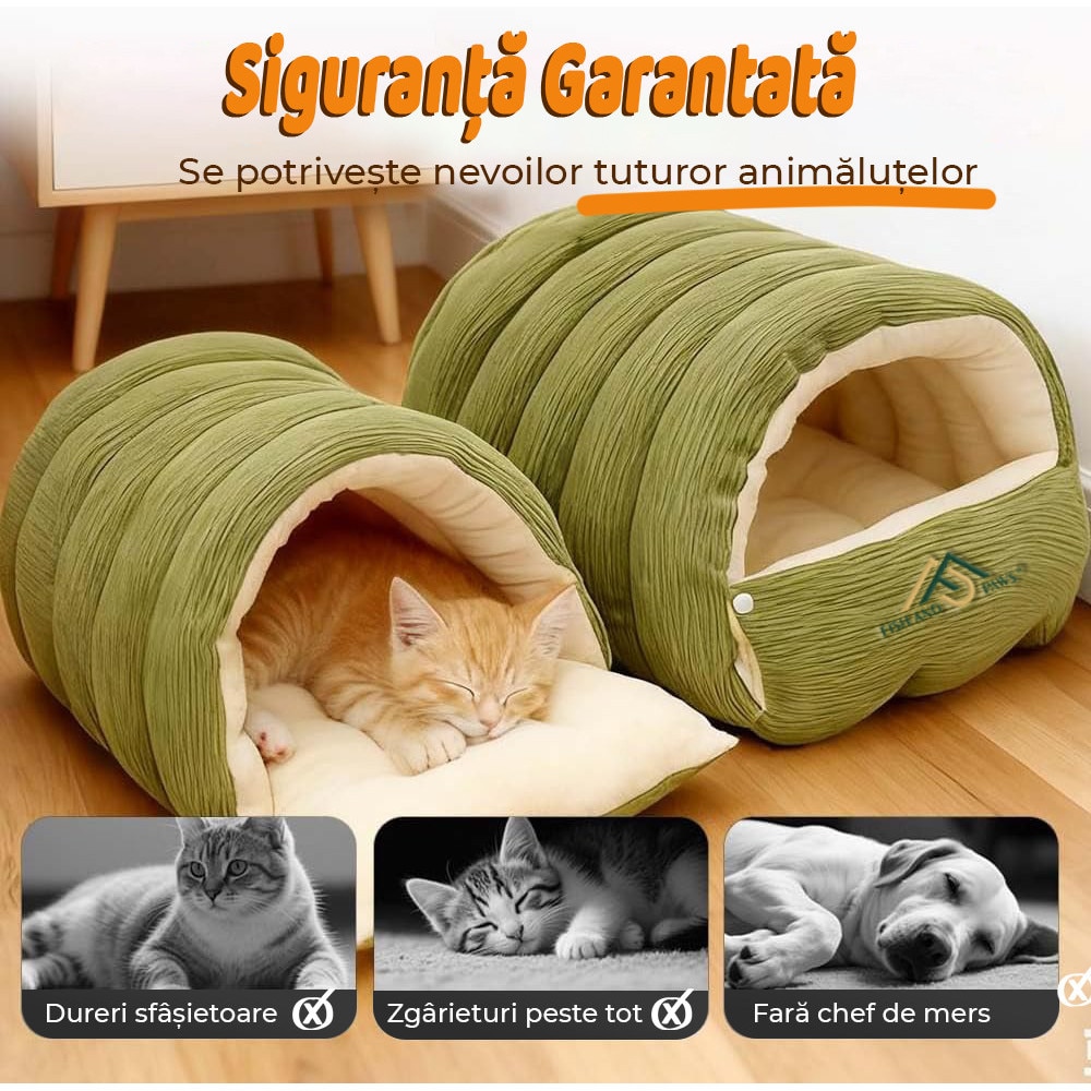 Culcus Pentru Caini si Pisici, Fish & Paws ® Pat Tip Pestera pentru ...