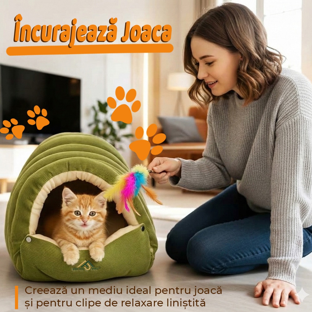 Culcus Pentru Caini si Pisici, Fish & Paws ® Pat Tip Pestera pentru ...