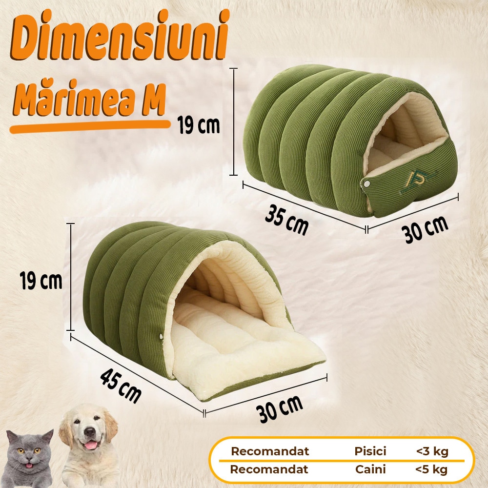 Culcus Pentru Caini si Pisici, Fish & Paws ® Pat Tip Pestera pentru ...