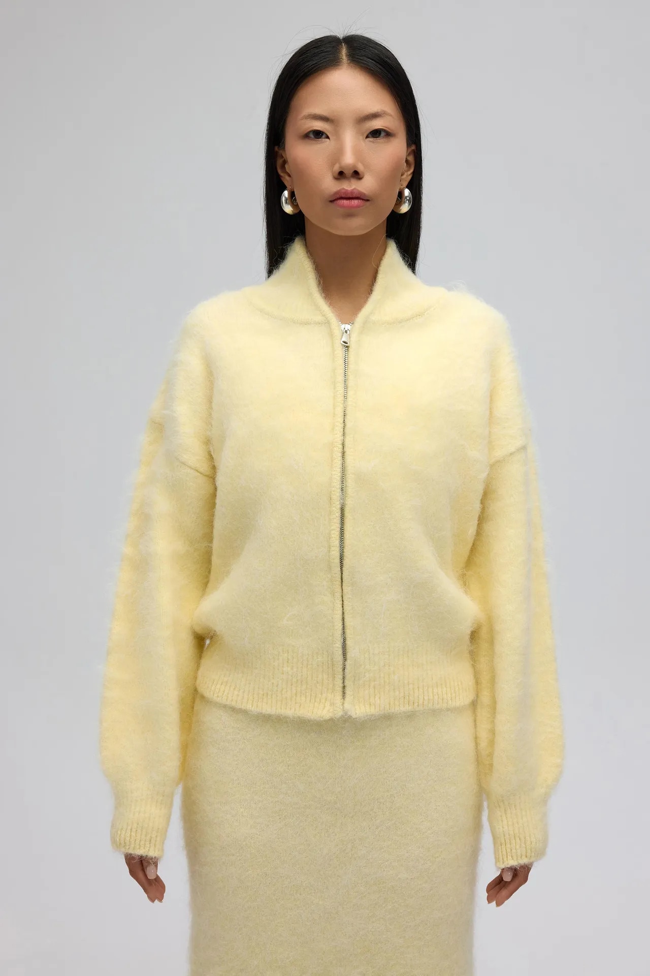 Cardigan tricotat, Mai Collection, galben chihlimbar, tricot, M-L INTL ...