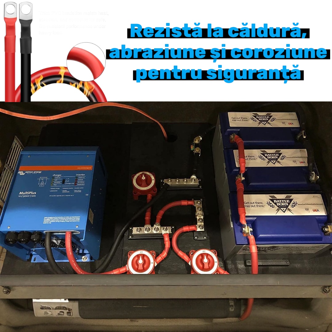 Cabluri Alimentare Baterie (2 Buc), Rosu si Negru, Cupru 100%, Lungime ...