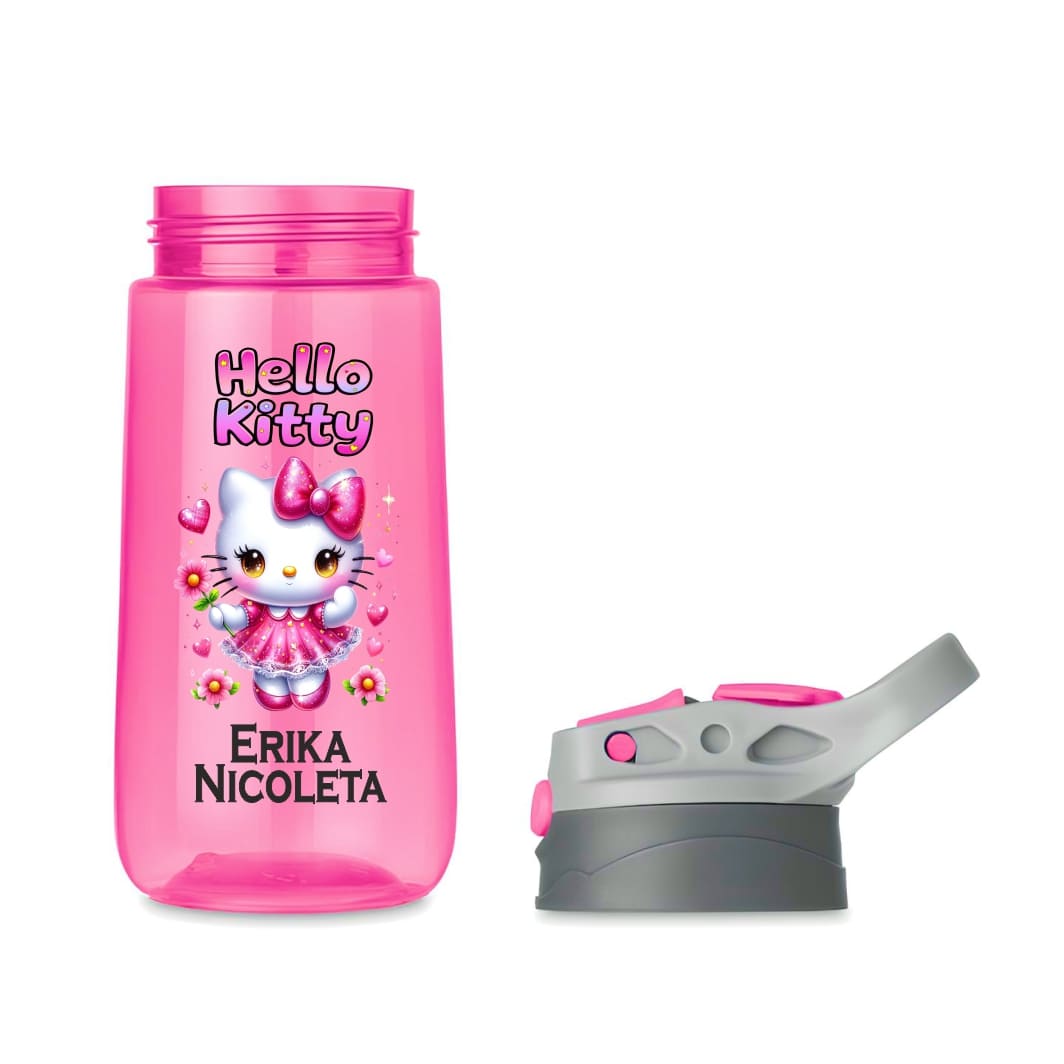 Sticla Apa Copii, Cu Pai, Hello Kitty, Roz, 450ml, BPS056 - eMAG.ro