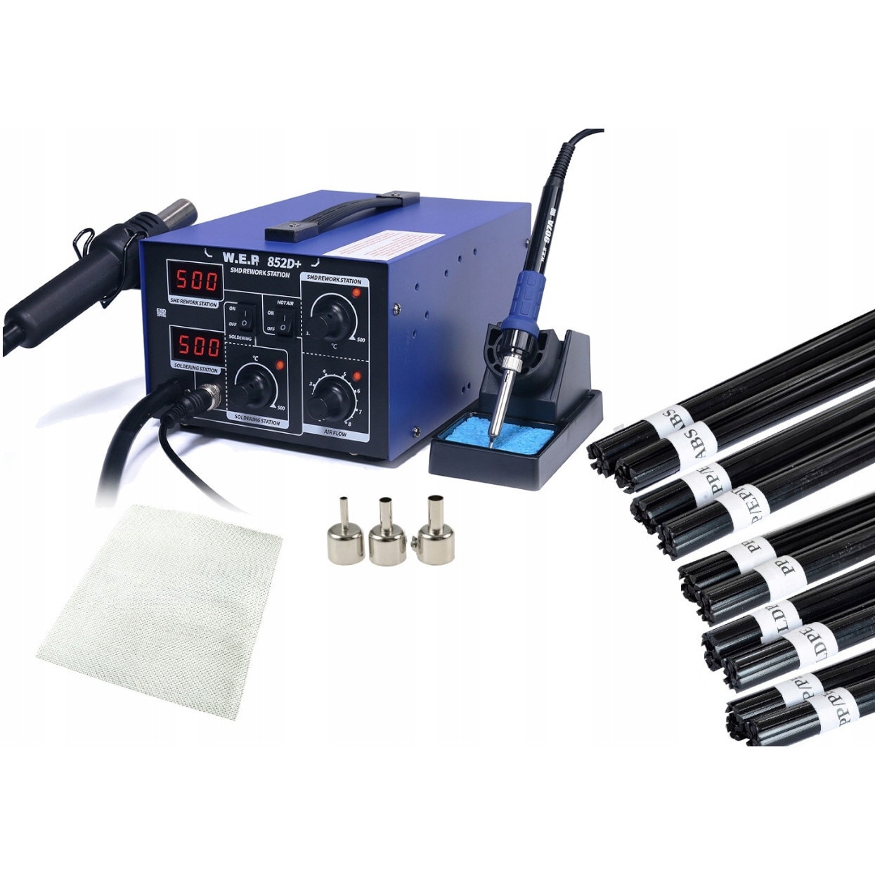 Pistolet suflanta aer cald cu statie de lipit HotAir WEP 852D+, set ...