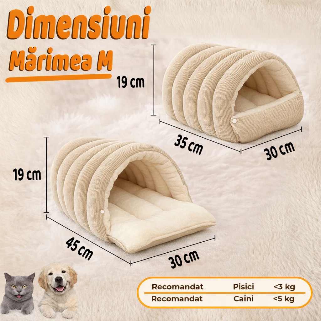 Culcus Pentru Caini si Pisici, Fish & Paws ® Pat Tip Pestera pentru ...