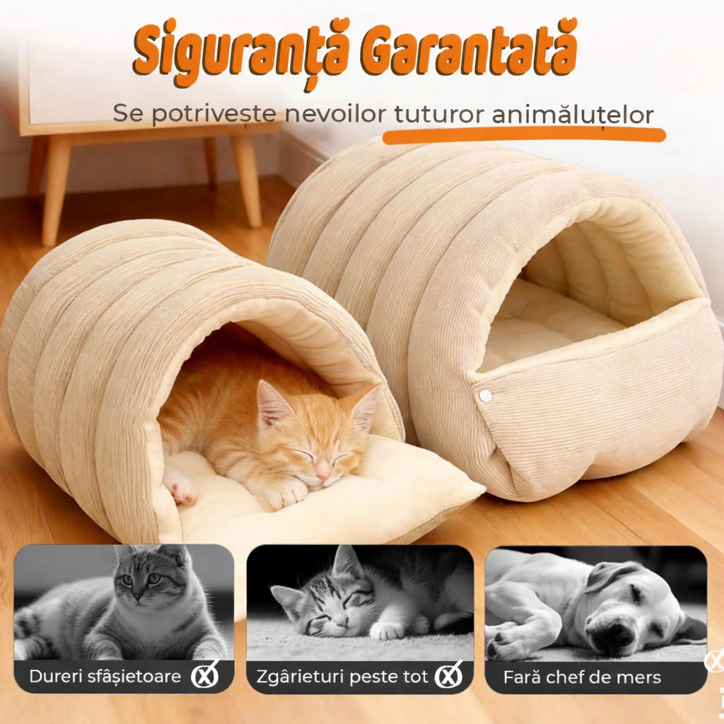 Culcus Pentru Caini si Pisici, Fish & Paws ® Pat Tip Pestera pentru ...