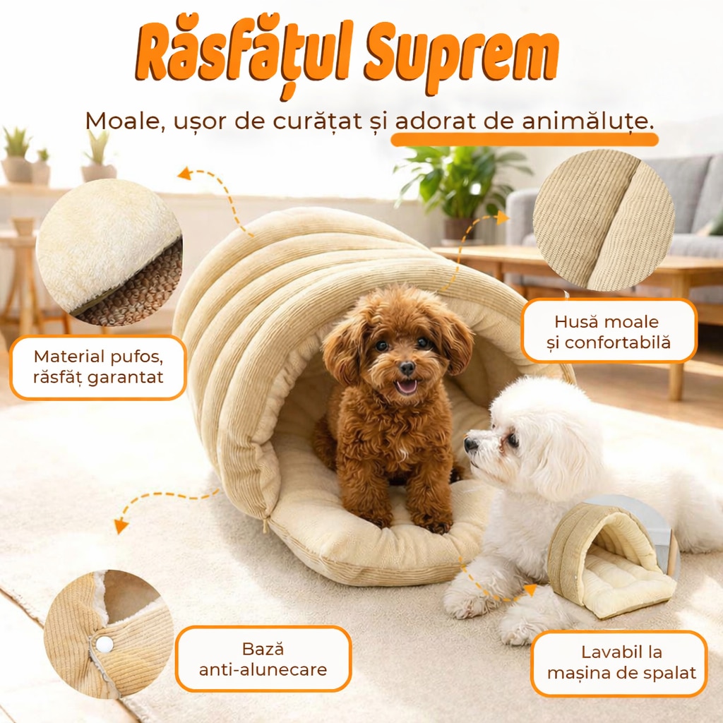 Culcus Pentru Caini si Pisici, Fish & Paws ® Pat Tip Pestera pentru ...