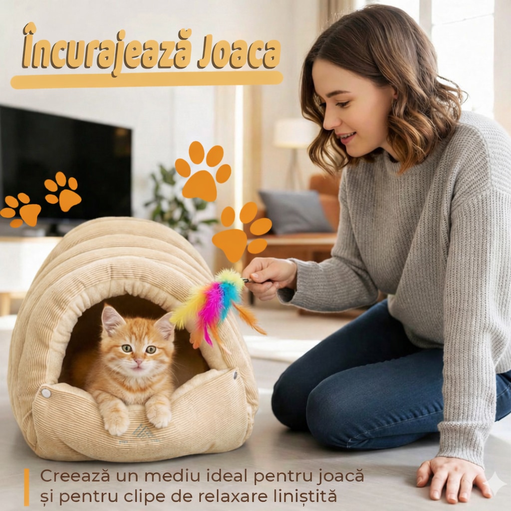 Culcus Pentru Caini si Pisici, Fish & Paws ® Pat Tip Pestera pentru ...