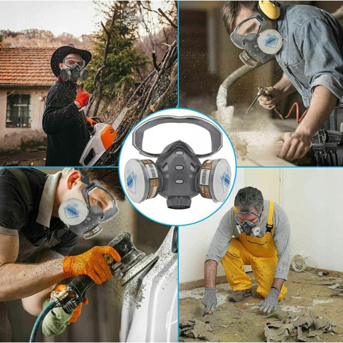 Masca de protectie completa, N95, filtru cu carbon activ, design ...