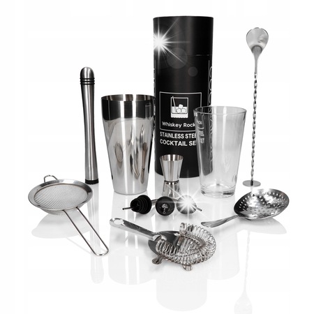 Set barman 11 elemente, shaker bostonski, tuba eleganta, inox 304 - eMAG.ro