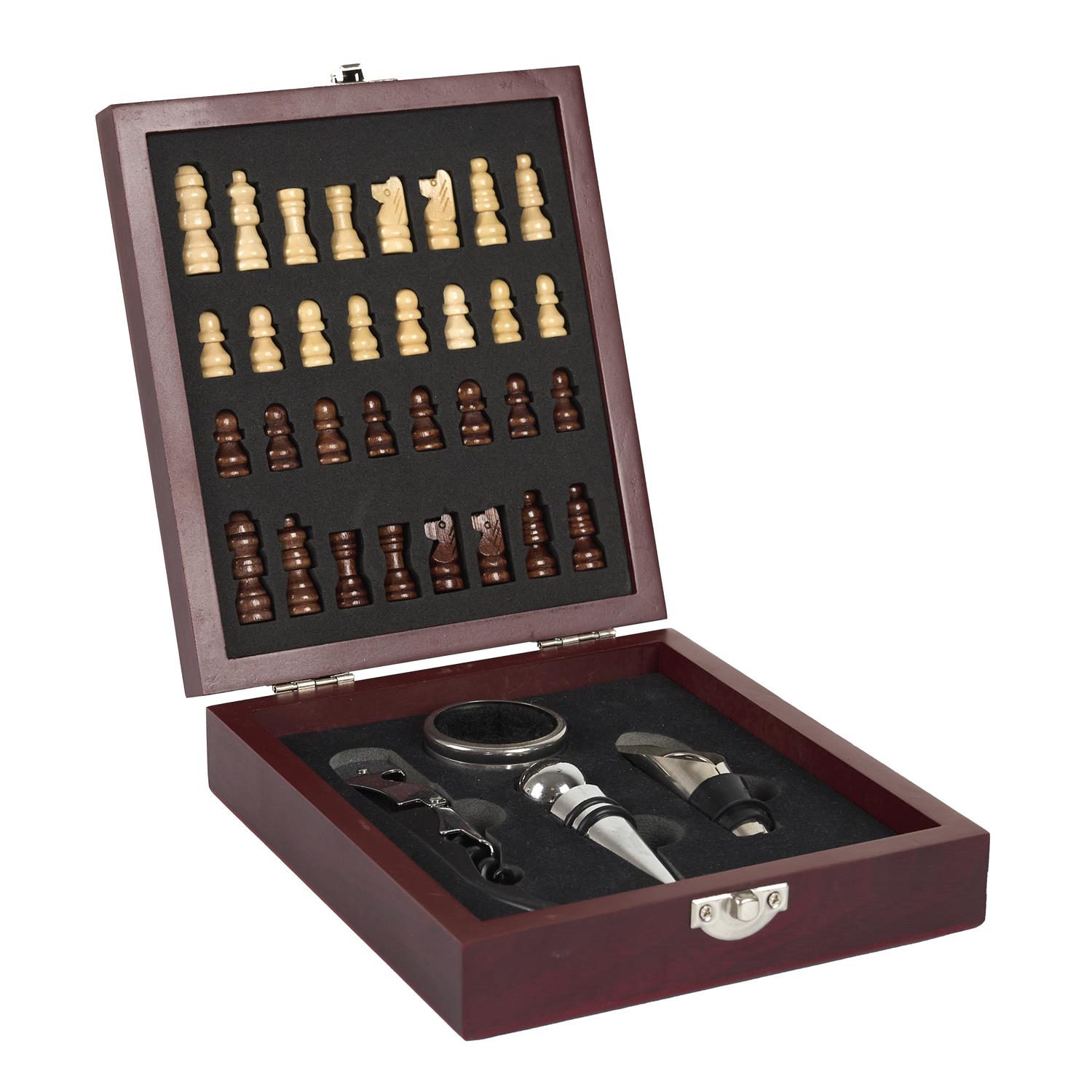 Set cadou pentru barbati, COOK CONCEPT, cutie tabla de sah, tirbuson ...