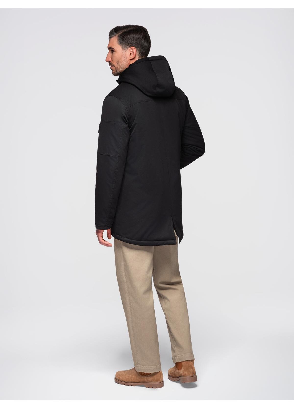 Geaca lunga tip parka in stil sherpa OMBRE OM-JAPJ-0316 - eMAG.ro