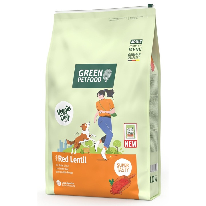Hrana Uscată pentru Câini Green Petfood VeggieDog cu Linte Roșie, 10kg ...