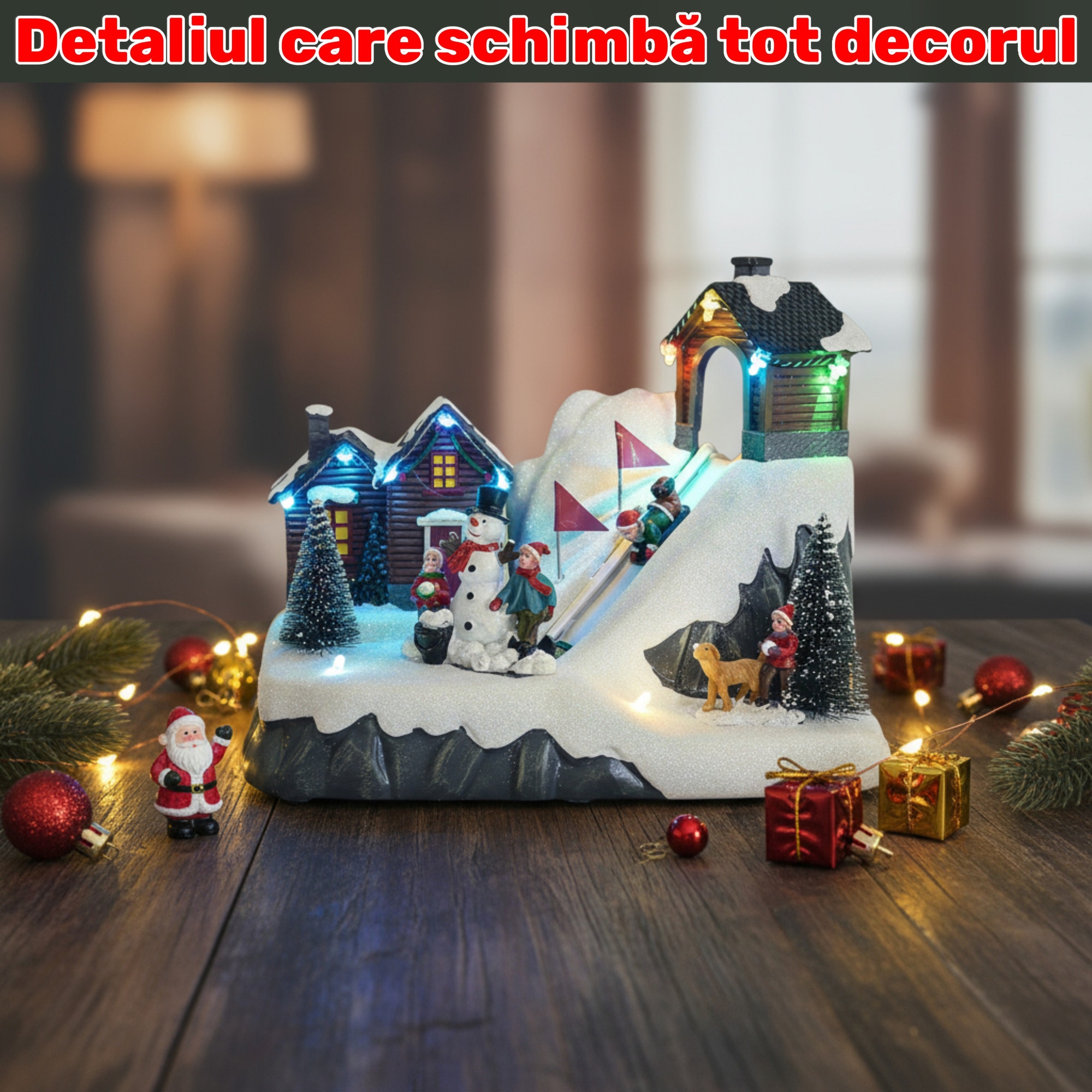 Decorațiune de Crăciun MASTPAD, animată, cu 8 melodii și lumini ...