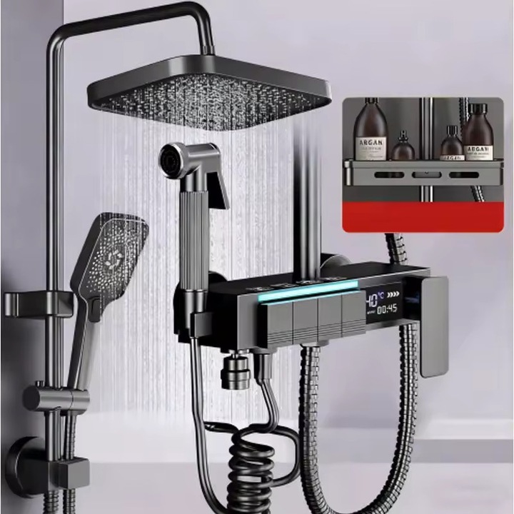 Coloana de Dus Smart, 4 Moduri Pulverizare, AirMix, Lumini LED Ambient ...