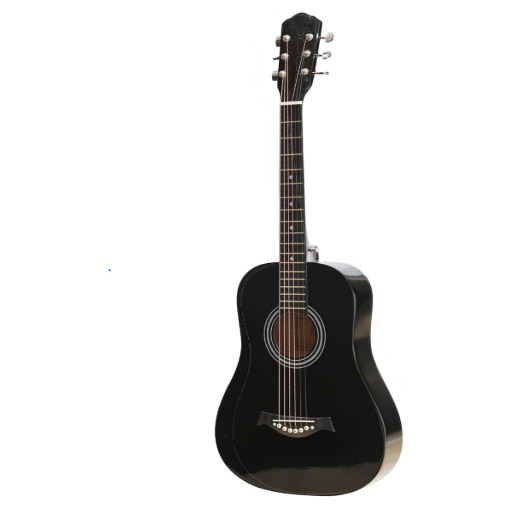 Chitara acustica, 6 corzi metalice, pentru incepatori si adulti, negru ...