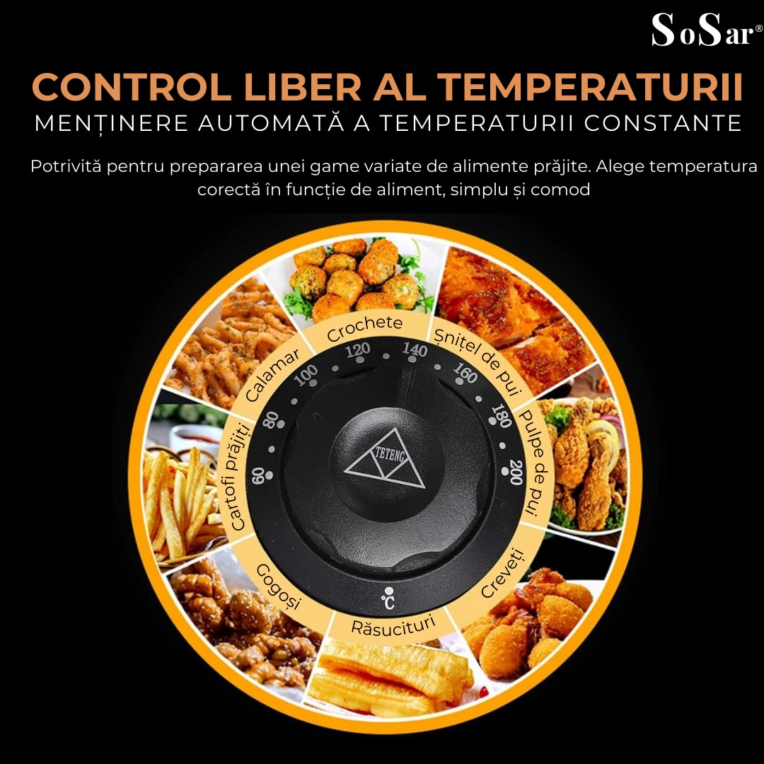 Friteuza Electrica Profesionala SoSar® 6L 2500W din Inox cu Termostat ...