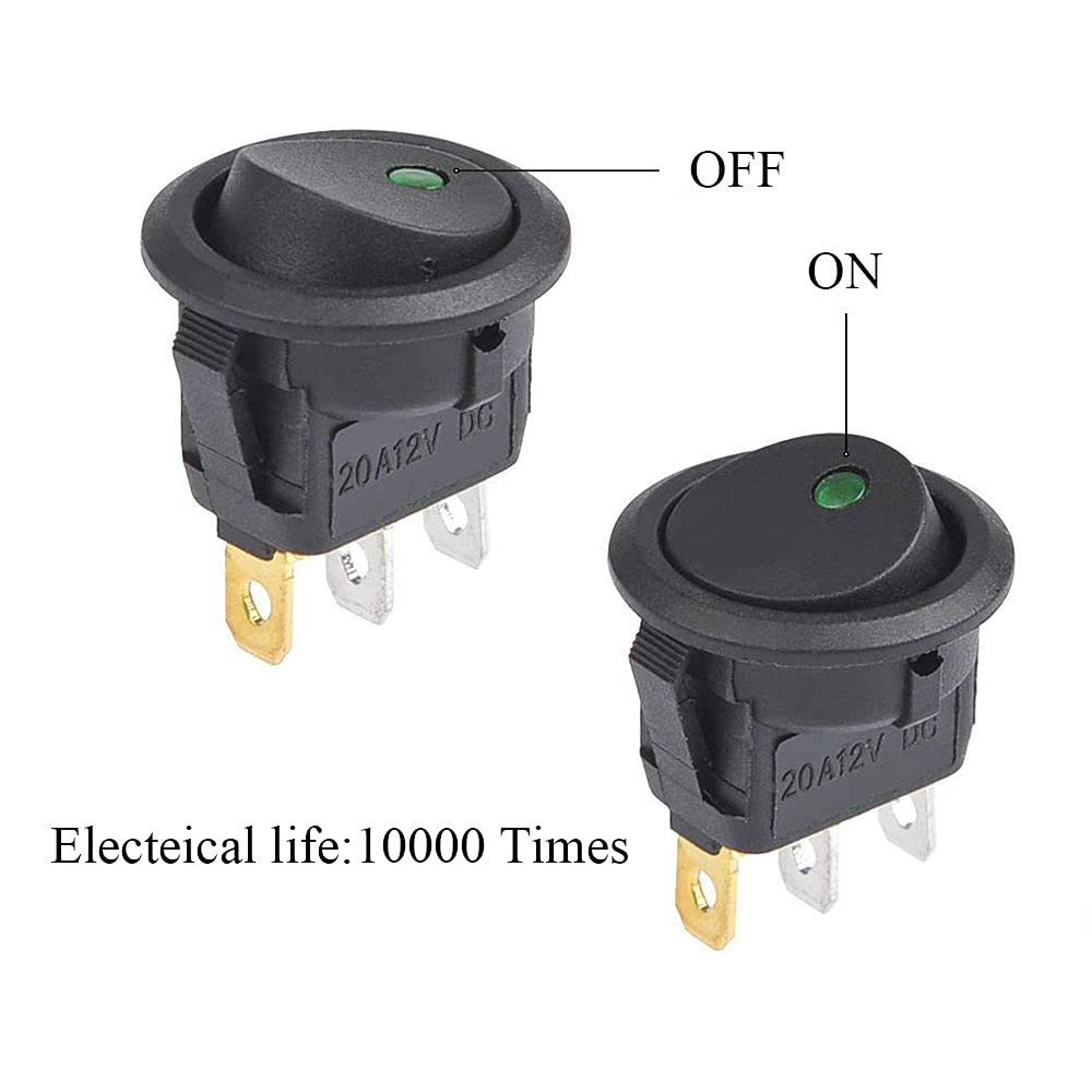 20 x Intrerupator auto rotund 12 V Comutator auto 12 V Iluminat DC 12 V ...