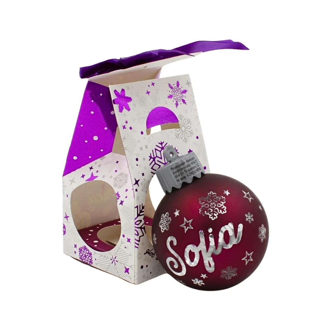 Glob de Craciun, cu led, culoarea visiniu, nume „Sofia" - eMAG.ro