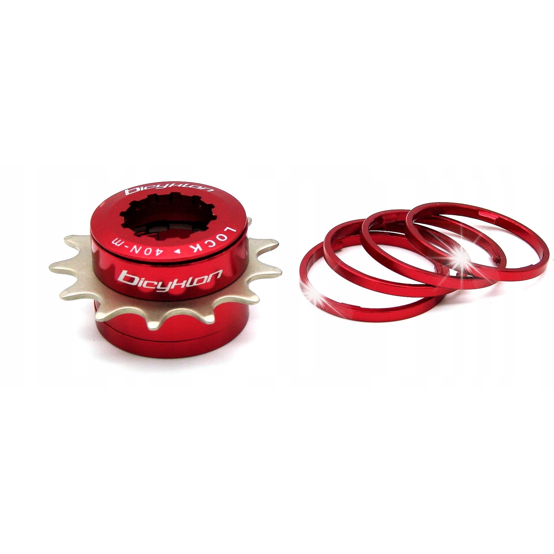 Pinioane bicicleta Bicyklon set Single Speed 13T, rosu, 7 aluminiuri ...