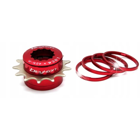 Pinioane bicicleta Bicyklon set Single Speed 13T, rosu, 7 aluminiuri ...