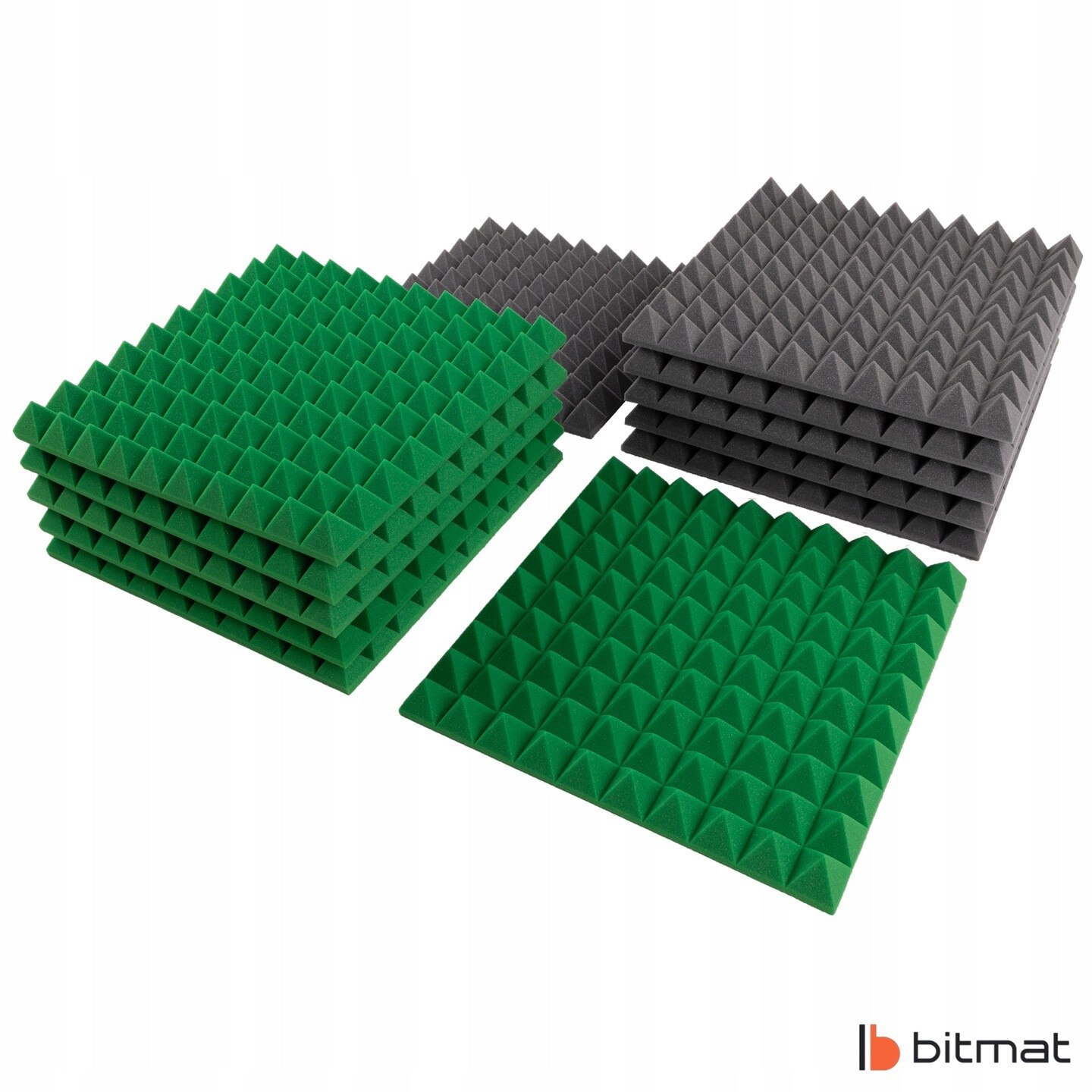 Panouri Acustice Piramidale Set 12 Bucăți 50x50cm Gri și Verde Închis ...