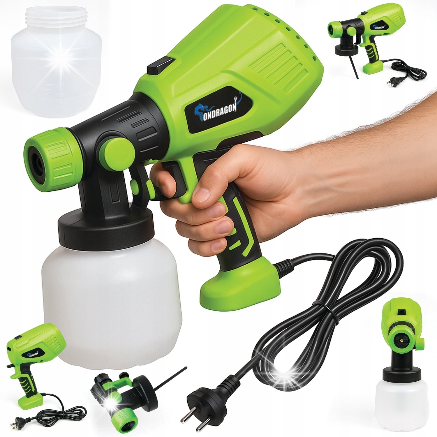 Pistol de vopsit electric ONDRAGON, model OD5060, 800ml, 650W, 3 duze ...