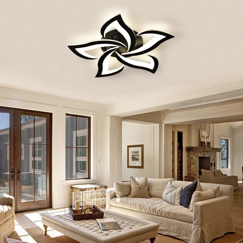 Plafoniera LED 5, 40W, 7000 lumeni, neagra, 60x9cm, cu telecomanda ...