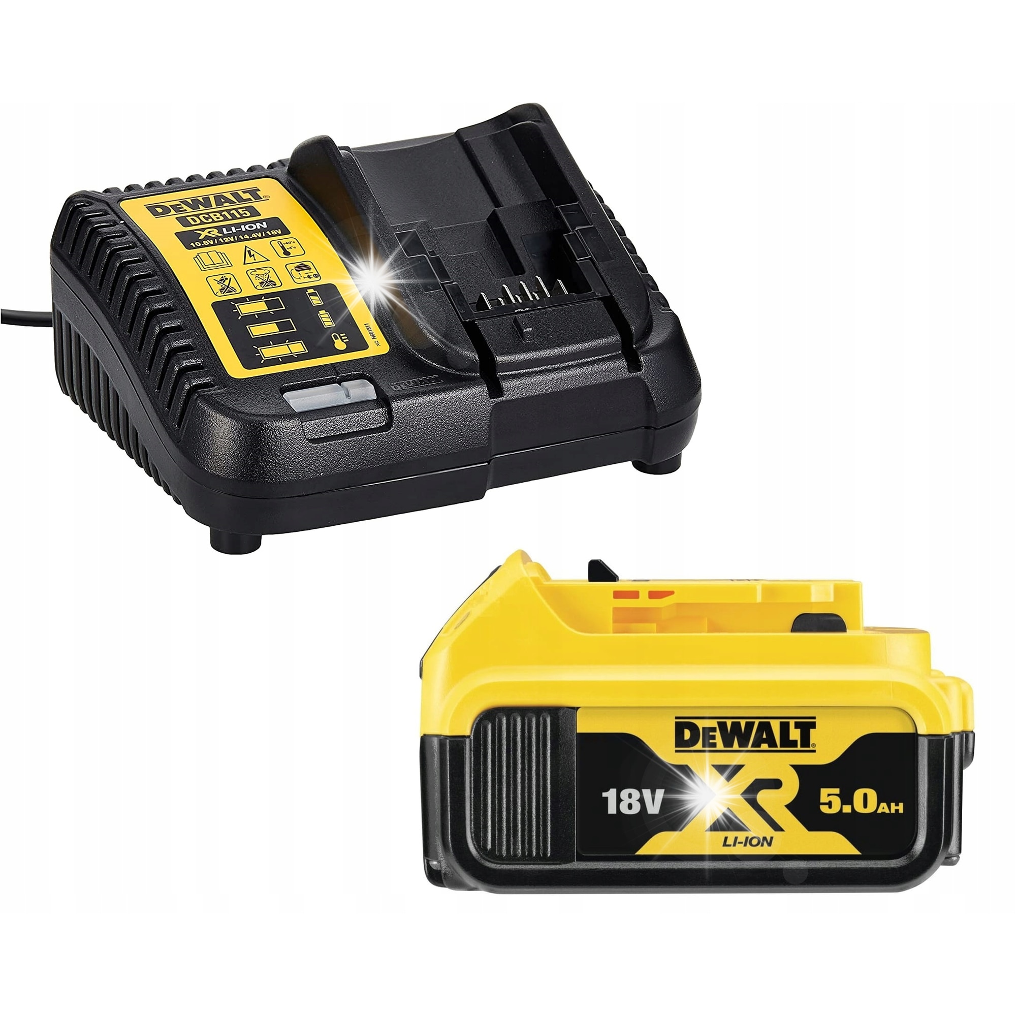 Set acumulator 5Ah 18V DCB184 si incarcator DCB1104 DeWalt, cu ...