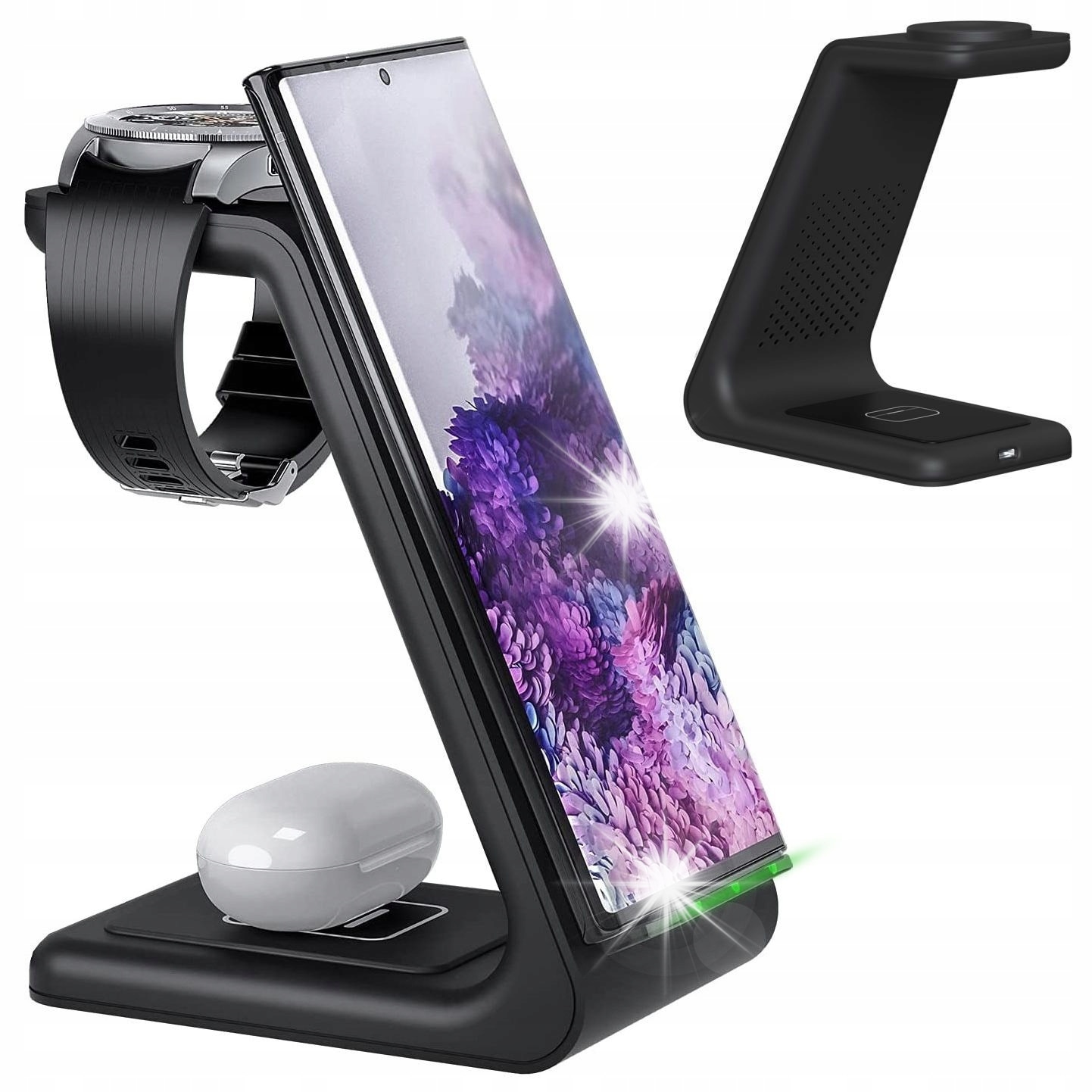 Statie de incarcare 3in1 Tech-Protect, incarcare rapida Qi 10W, neagra ...