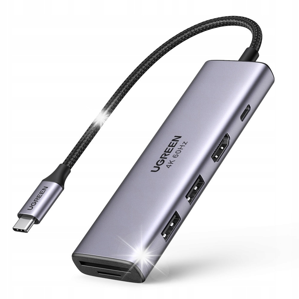 Hub USB-C UGREEN 5w1, 2x USB 3.0, HDMI 4K, cititor TF/SD, 100W ...