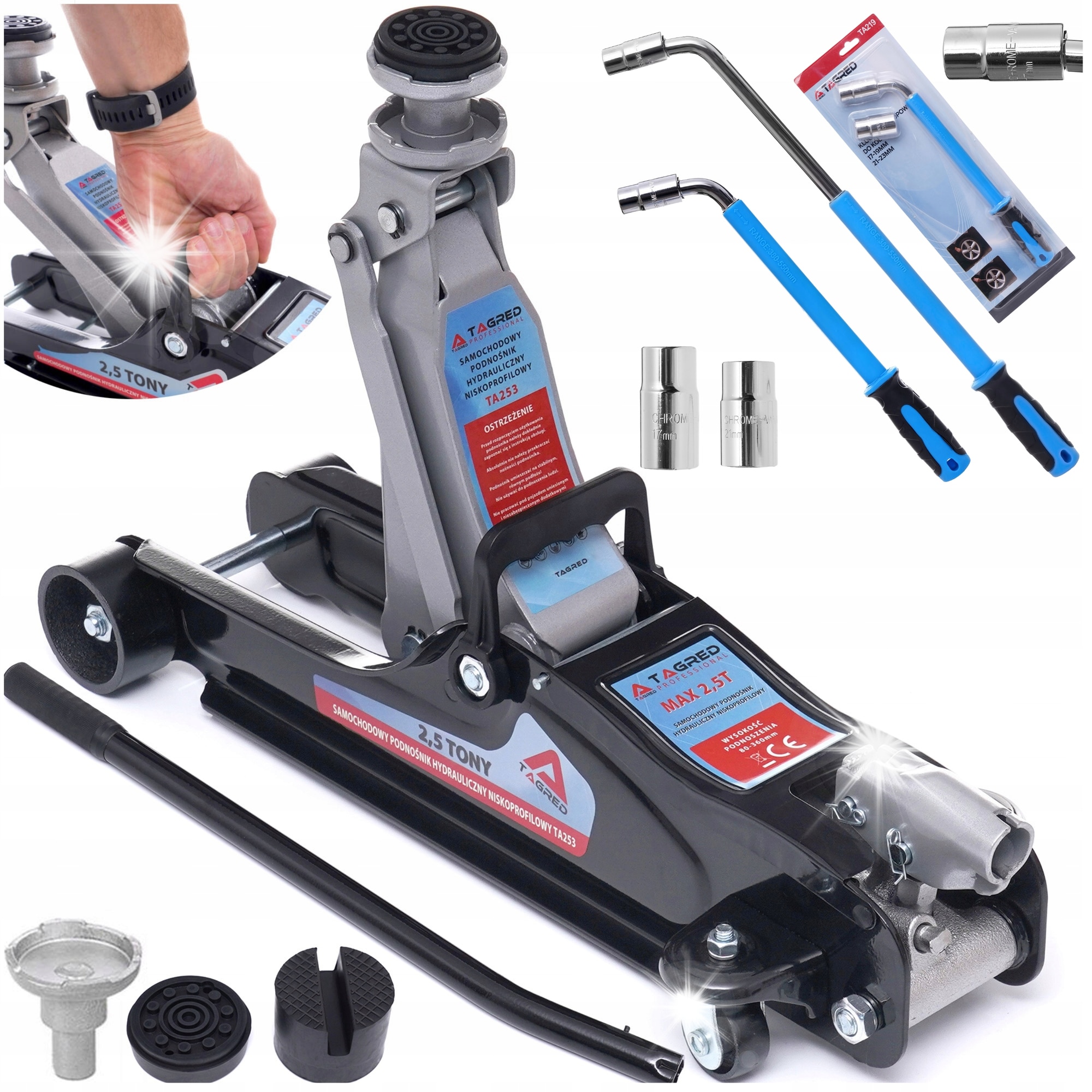 Elevator auto Tagred tip "zaba" 2,5T, set cu cheie telescopica, 85 ...