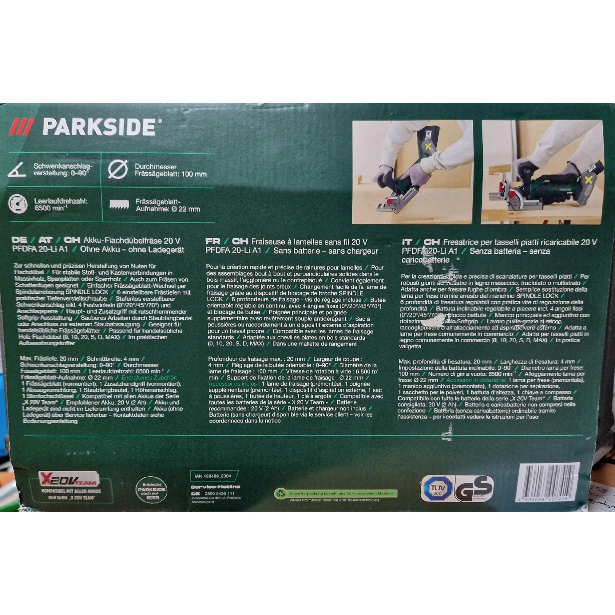 Freza electrica Parkside PFDFA 20V, 100mm, 22mm adancime, set cu valiza ...