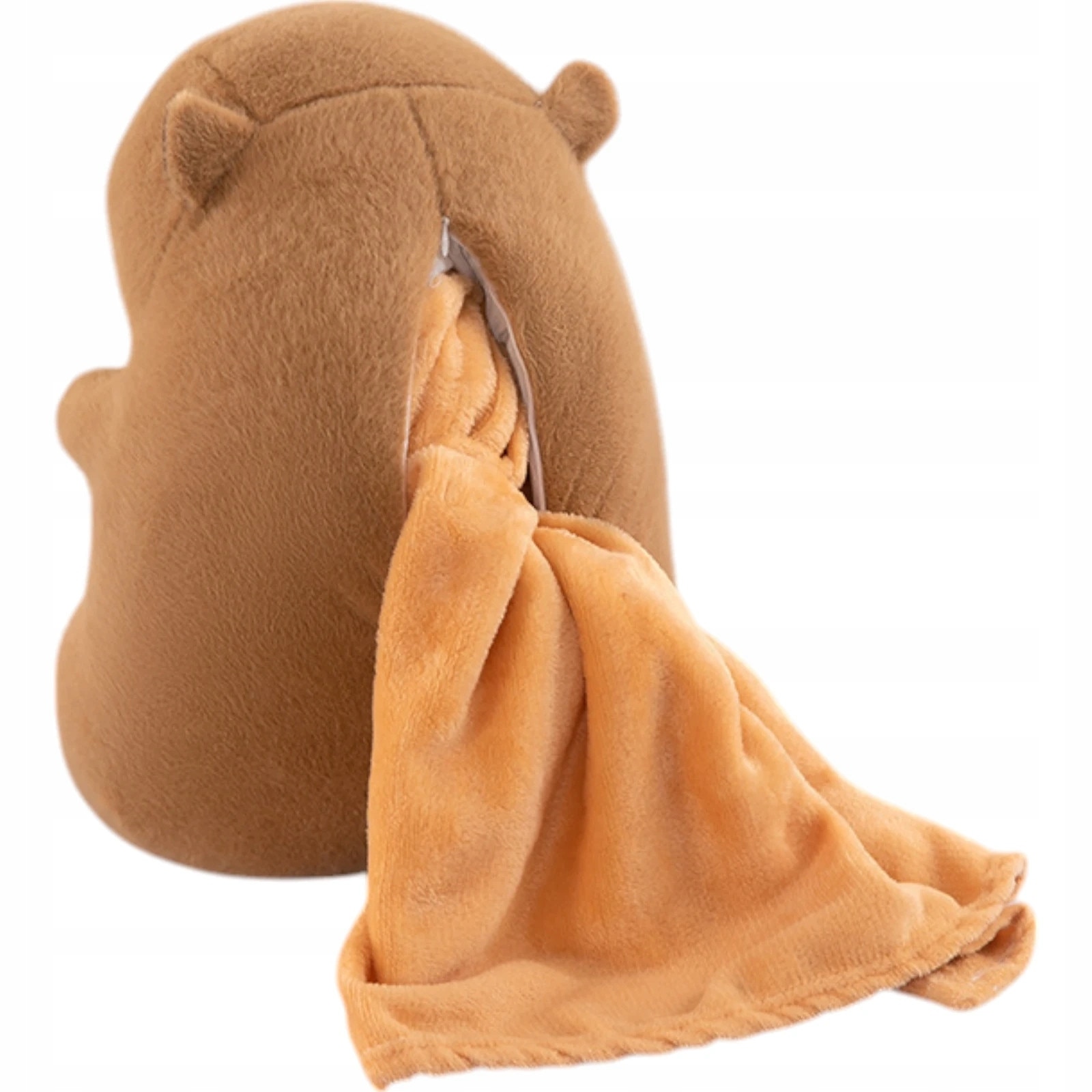 Capibara cu patura, jucarie de plus, 40cm, maro cu rucsac verde - eMAG.ro