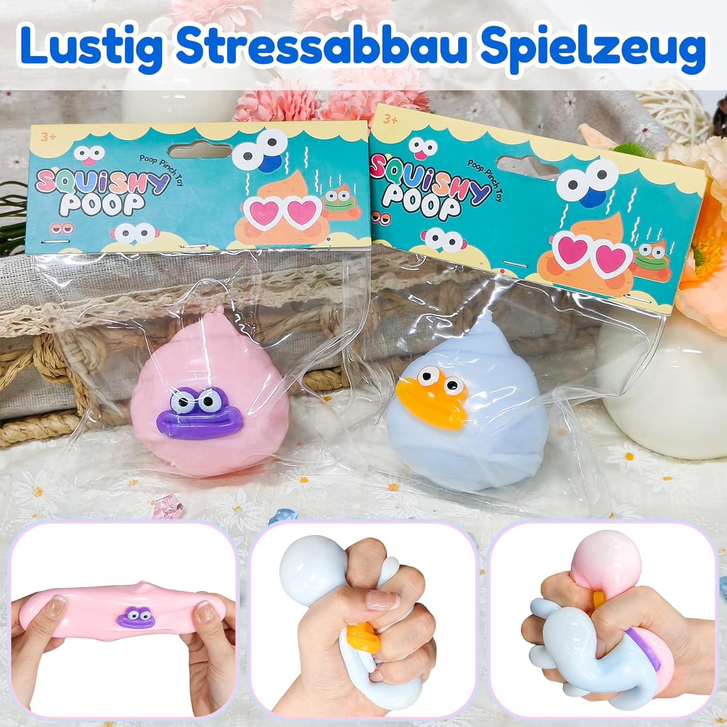 Set 2 Pile Antistres Squishy Poo Monster, 6x5.5cm, TPR, design amuzant ...