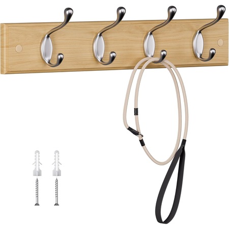 Cuiere din lemn cu 4 carlige, 40 cm, stejar, design modern - eMAG.ro