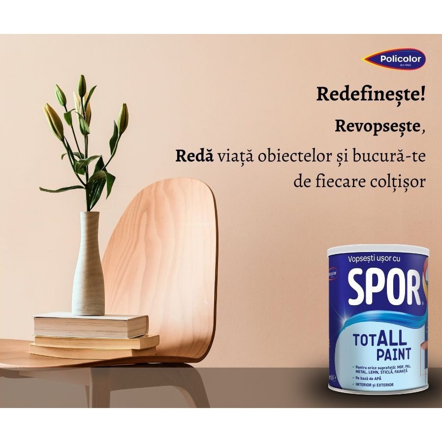 Vopsea Spor Totall pe baza de apa Opal 0.6L - eMAG.ro
