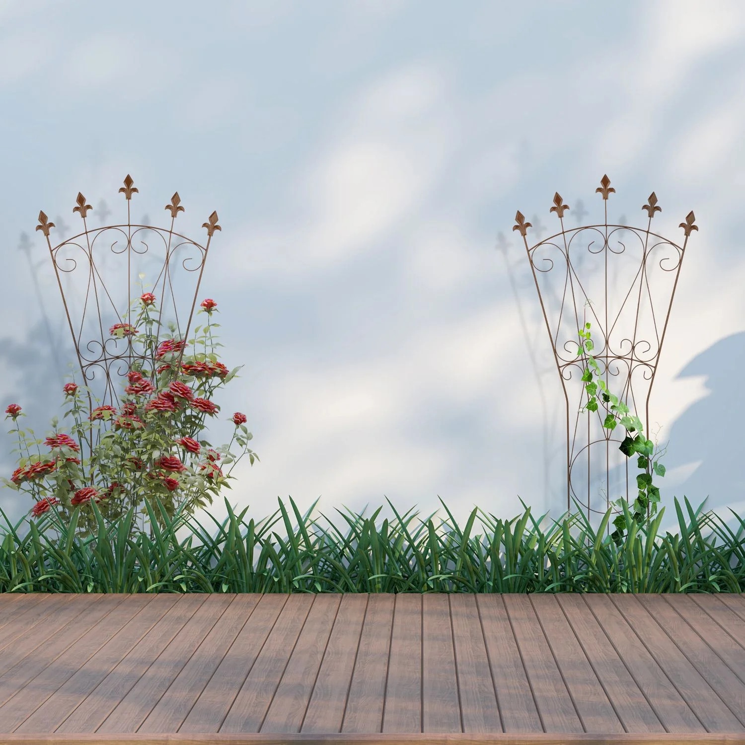 Set spalier metalic, Northix, design Fleur de Lis, suport pentru plante ...