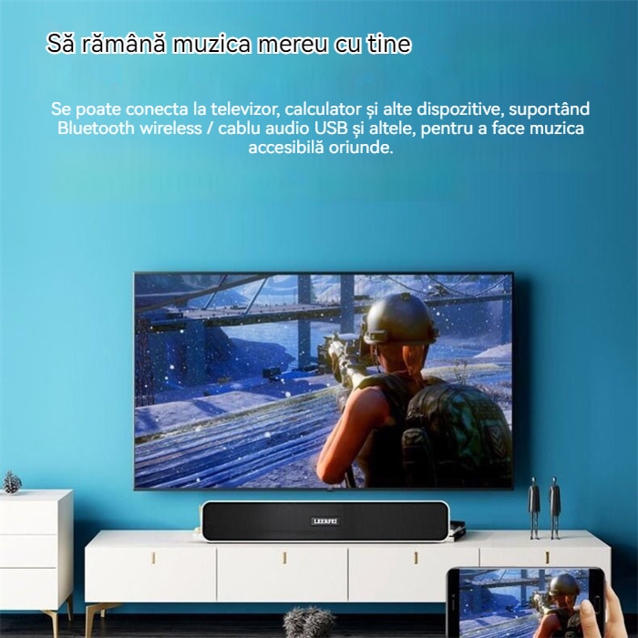 Soundbar, Boxe PC, sunet stereo, Bluetooth, 3, 5 mm AUX, card TF ...