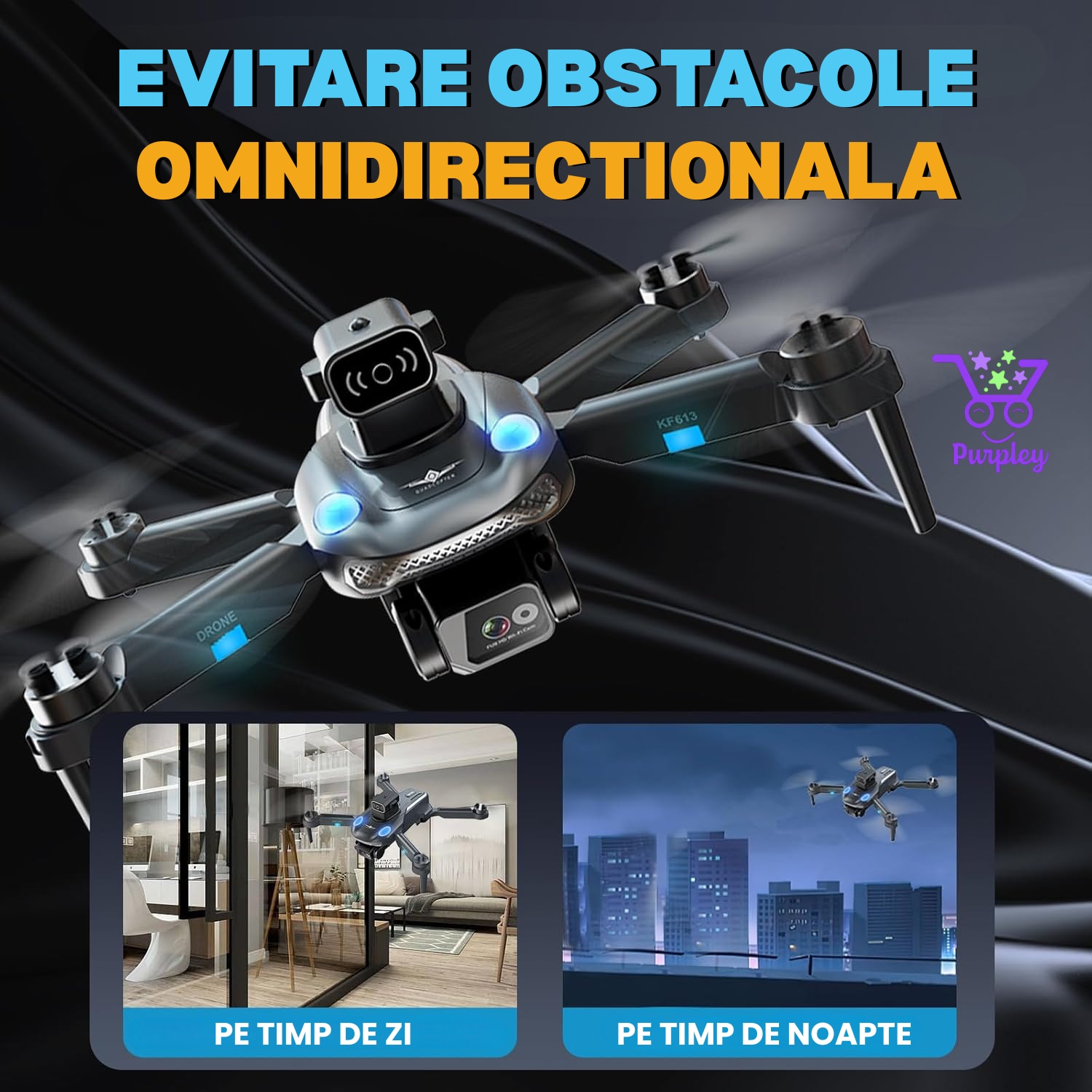 Drona 4K HD, Purpley®, Drona Cu Camera Video, GPS Integrat, Motor ...