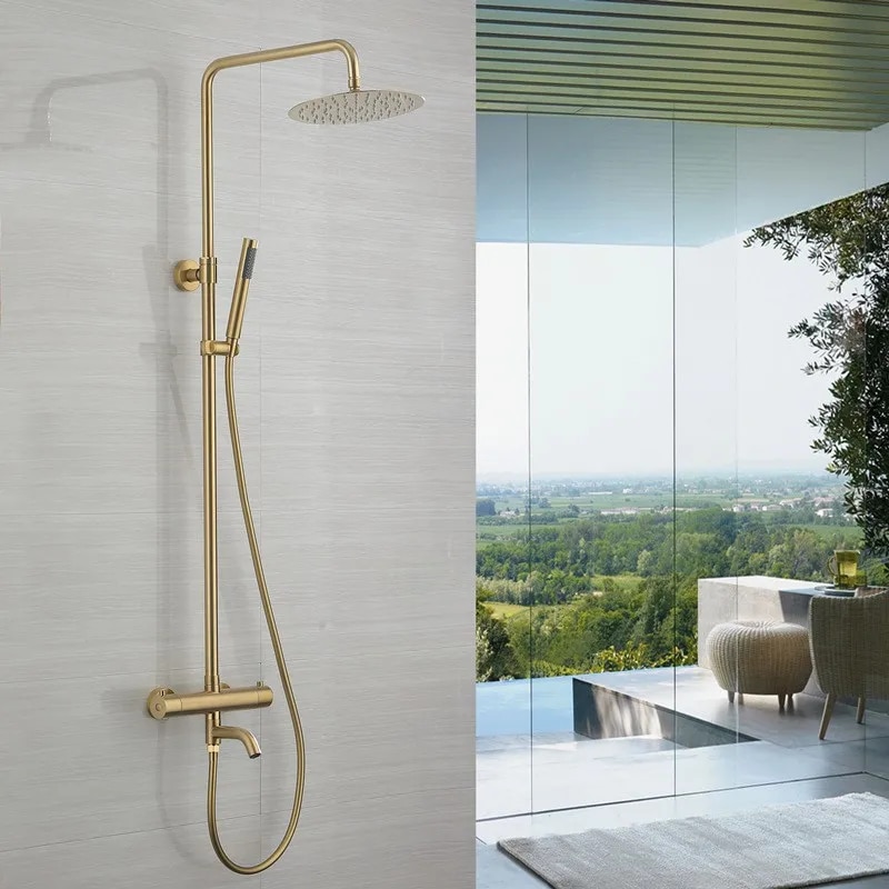 Coloana Dus cu Termostat CleanJet, 3 Functii, Auriu Periat, Cod 8088G ...